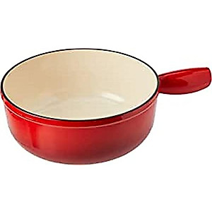 Kuhn Rikon Induction Cast Iron Fondue Pot, 9.45", Red