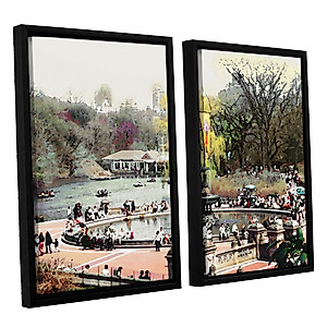 ArtWall 2 Piece "Linda Parker's Bethesda Fountain" Floater Framed Canvas Artwork, 24" x 36"