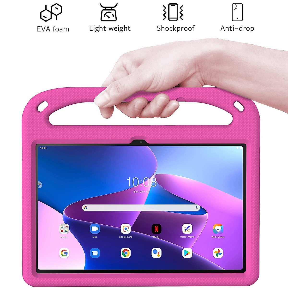ATOOZ for Lenovo Tab M10 Plus (Gen 3) Case 10.6-inch 2022, Kids Case Cover with Shockproof Handle Stand for Lenovo Tab M10 Plus 3rd Gen (TB125FU / TB128FU / TB128XU) 10.6" Tablet (Rose)
