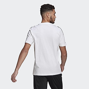 adidas Men's Essentials 3-stripes Tee, White/Black, Small