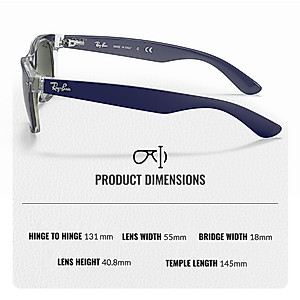 Ray-Ban RB2132 New Wayfarer Color Mix Square Shape Sunglasses With Eyewear Kit Bundle - High Bridge Fit - Ideal Formal and Casual Wear Square Sunglasses