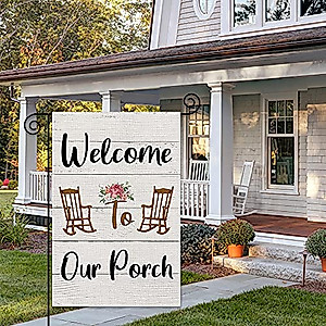 AGMdesign Welcome to Our Home Garden Flag, Double Sided Waterproof Burlap Yard Flag Seasonal Summer Outdoor Decoration 12.5 x 18 Inch