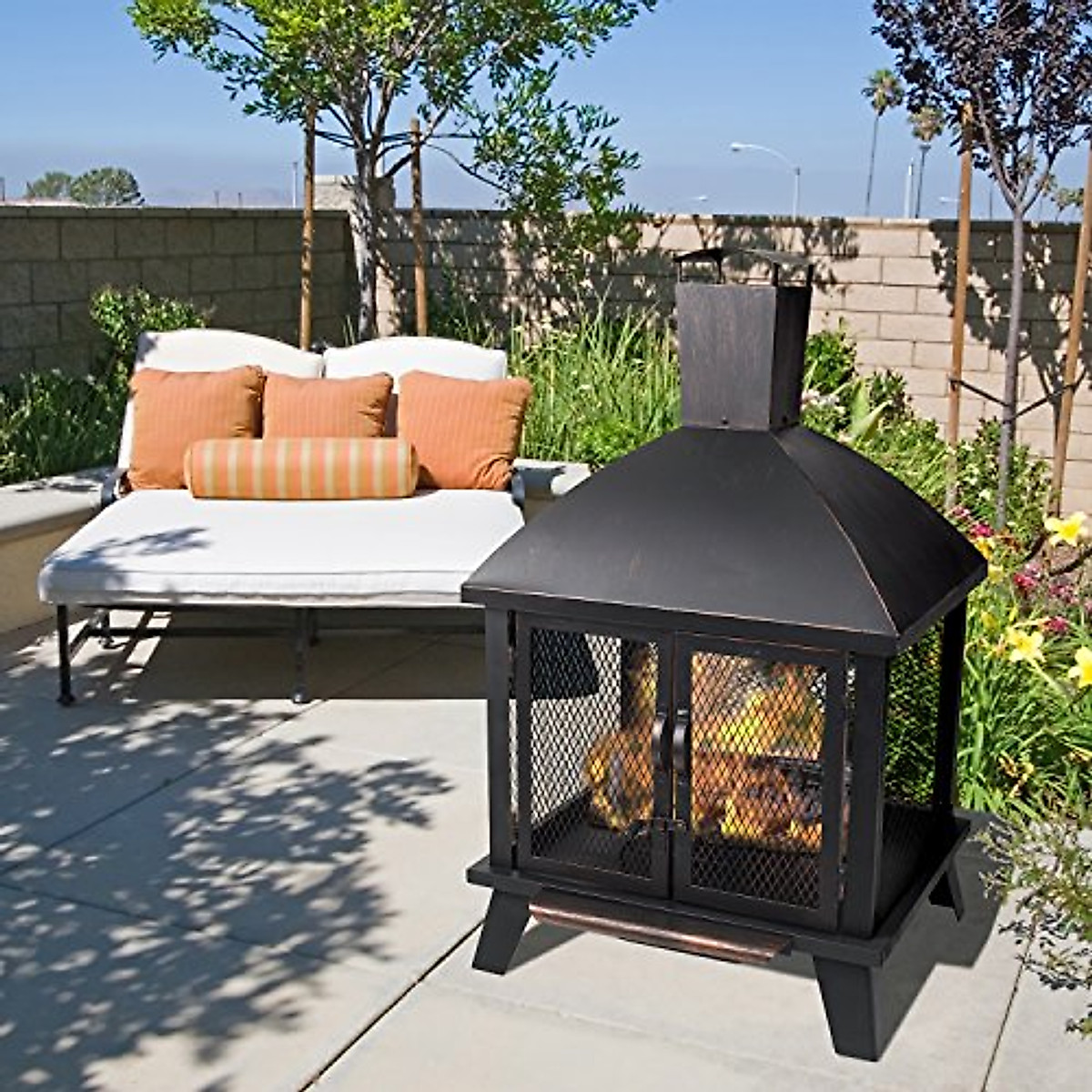 GHP Group OFW577HC Stratford House Wood Burning Fire Pit