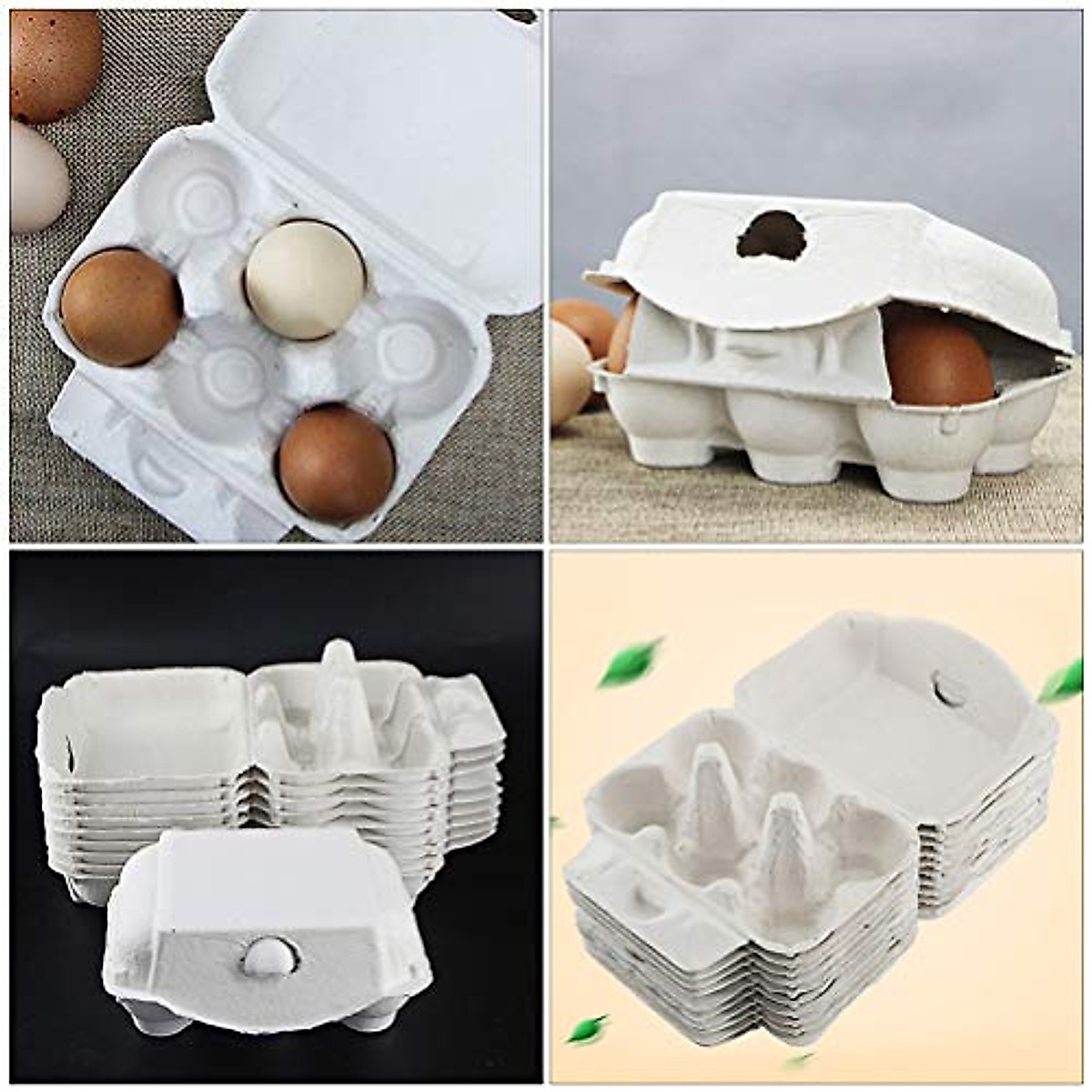 Hemoton 10 Pack Paper Egg Cartons Easter Reusable Egg Storage Natural Pulp Egg Cartons Pulp Fiber Egg Flats for Chicken Eggs Bulk Blank Egg Container Holds 6 Eggs