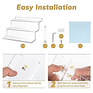 Mocoosy Acrylic Riser Display Shelf, 3 Tier Display Riser Stand for Amiibo Funko POP Figures, Tiered Clear Acrylic Risers for Display, Step Small Cupcake Stand Perfume Organizer and Storage
