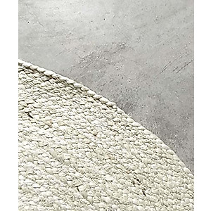 THE PIKKU INTERNATIONAL - Rug Round Natural Jute Hand Woven Braided White Dye Area Rug (132 x 132 Inch (11 Feet Round))