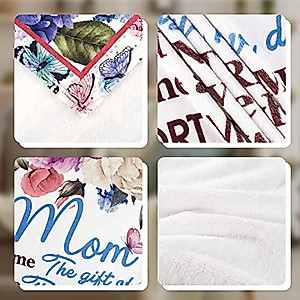 to My Bonus Mom Blanket Gifts from Daughter Son Thank You Mom Blanket Presents Floral Butterfly Fleece Soft Throw Blankets Mothers Day Christmas Birthday Gifts for Bonus Mom Couch Bed 50 * 60 Inch