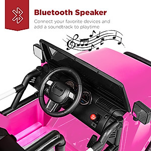 Best Choice Products Kids 12V Ride On Truck, Battery Powered Toy Car w/Spring Suspension, Remote Control, 3 Speeds, LED Lights, Bluetooth - Pink