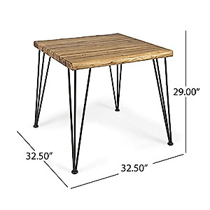 Christopher Knight Home Audrey Indoor Industrial Acacia Wood Dining Table, Teak Finish, Rustic Metal