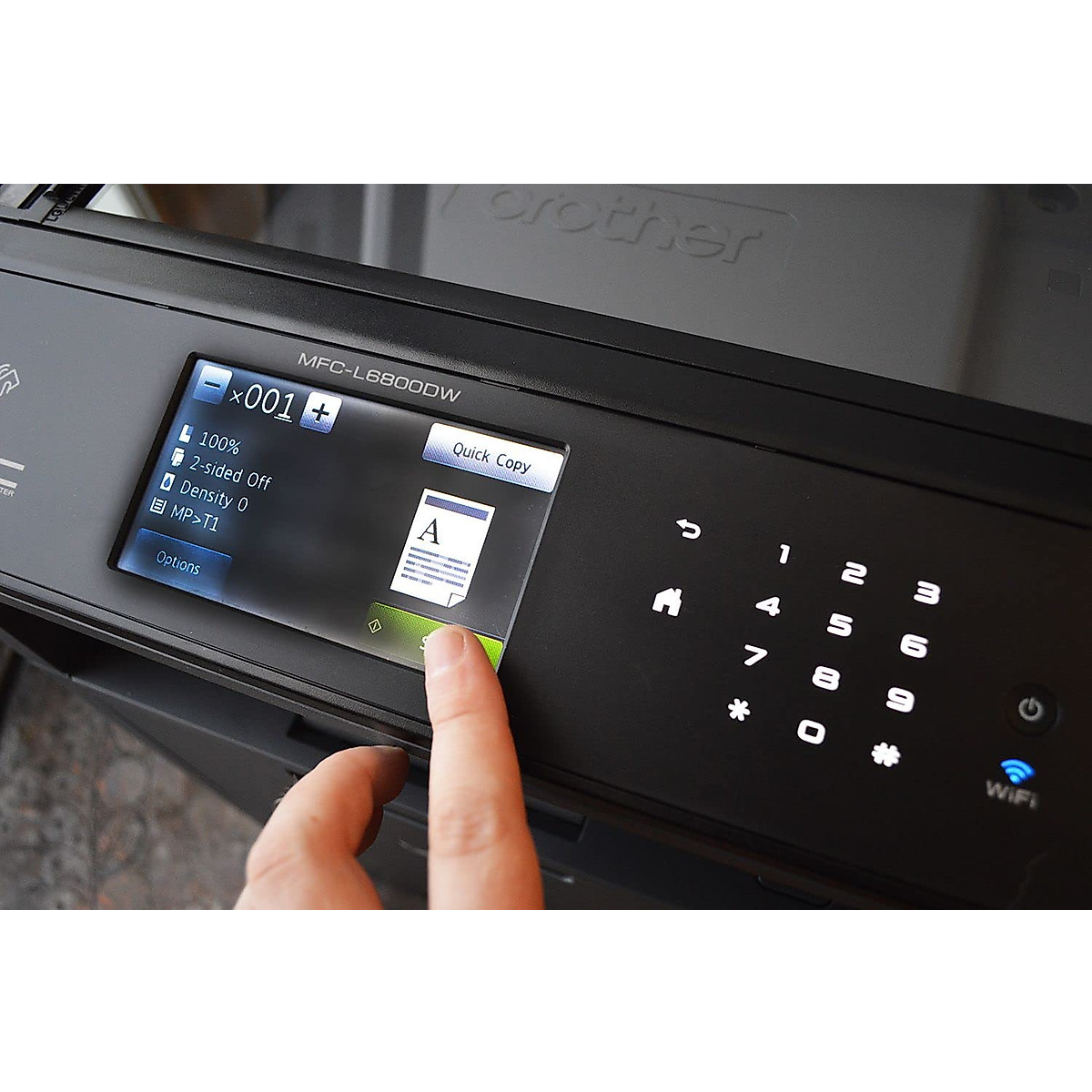 Brother MFC-L6800DW All-in-One Wireless NFC Monochrome Laser Printer for Office - Print Copy Scan Fax - 48 ppm, 1200x1200 dpi, 512MB Memory, Auto Duplex Printing, 80-Sheet ADF, CBMOUN Printer Cable
