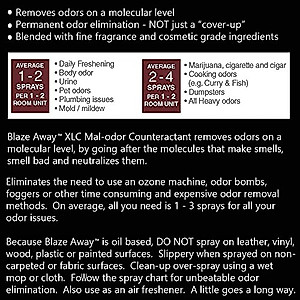 Blaze Away Commercial Air Freshener/Odor Eliminator & Smoke Neutralizer Spray - Professional Odor Removal - Cleans Strong Odors on a Molecular Level - Long Lasting Fresh Air Scent - 16oz Sprayer