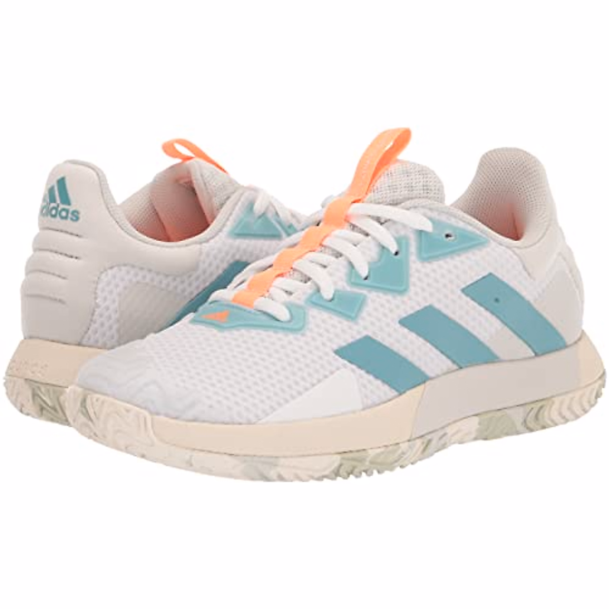 adidas Women's SoleMatch Control Tennis Shoe, White/Mint Ton/Orbit Grey, 9.5
