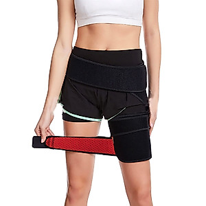 Hip Brace and Groin Support, Adjustable Groin Support Bandage Breathable Unisex Hip Thigh Support Sciatica Relief Wrap Groin Support Adjustable Hamstring Compression Sleeve Fits Men and Women