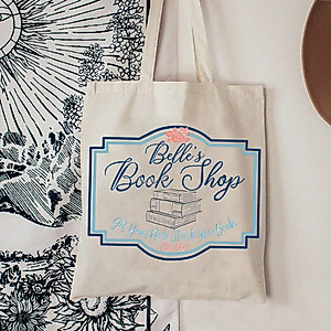 BLUPARK Movie Character Princess Tote Bag - Book Lover Gift and Movie Inspired Merch (Book Shop Design)