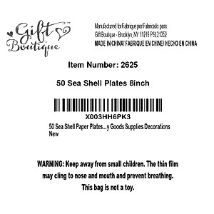 50 Sea Shell Paper Plates 8" Seashell Scalloped Shaped Disposable Dinner Plate Tableware Beige Clam Shells Design for Beach Pool BBQ Picnic Summer Spring Dinnerware Party Goods Supplies Decorations