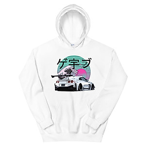 JG Infinite Vaporwave Aesthetic R35 GTR GT-R Skyline Tuner Drift Racing Unisex Hoodie White