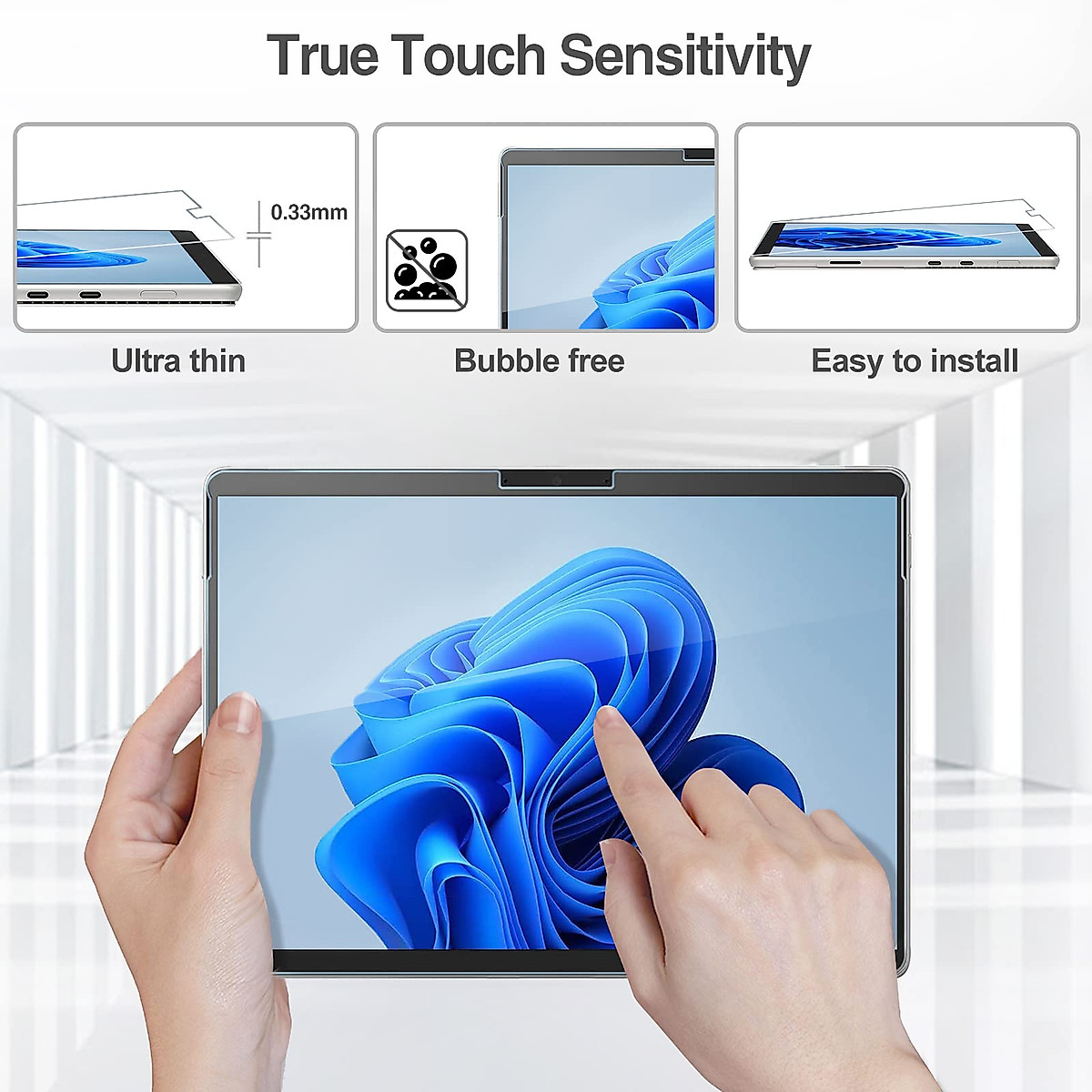 ProCase 2 Pack Surface Pro 9 2022 / Surface Pro 8 2021 / Surface Pro X (2021&2019) 13 inch Screen Protector, 9H Ultra Thin Tempered Glass Screen Film Guard for 13" Microsoft Surface Pro 9 8 X