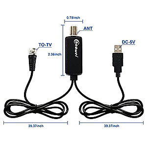Chaowei High Gain TV Antenna Amplifier Signal Booster for HD TV Antenna with USB Power Supply, Boost Any Passive Antenna up to 50 Miles Range Gain 25dB