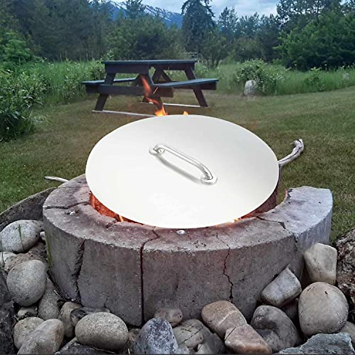 Fire Pit Lid Round 20" Fire Pit Ring Cover 1.5mm Thick Stainless Steel Fire Pit Burner Cover for Round Patio Fire Pits