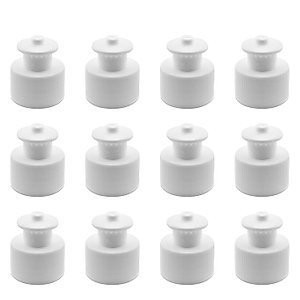 JCBIZ 12PCS White Push Pull Caps Bottle Caps Water Push Pull Lids for Water Bottles