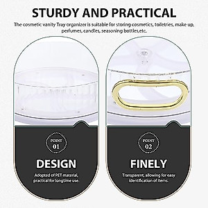 Abaodam Perfume Tray Rotating Seasoning Tray Condiment Rack Plastic Pen Holder Turntable Display Stand Organizer with Handle for Kitchen Cabinet Pantry Countertop