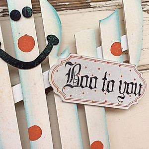 AGD Halloween Decor - Slat Wood Pumpkin and Ghost Double Door Wreaths