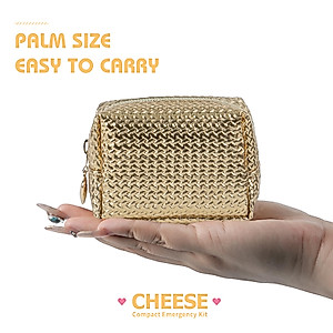 Kitgo Mini First Aid Emergency Clutch Kit -Mother Day Women's Day Gift Compact Safety Pouch Party Bag with 36 Essential Items for Girl Lady Mother Wife Nurse for Girl Lady Mother Wife Nurse (GOLD new)