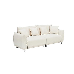 87" Sherpa Teddy Modular Loveseat Sectional Sofas, Modern Luxury Contemporary 3-Seat Cloud Couch with Metal Legs, Lambswool Fabric Leisure Sofa&Couches Furniture for Apartment,Office,2 Pillows