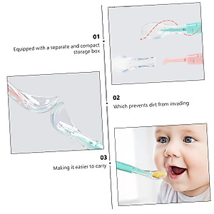 Kisangel Mud Scraping Spoon 2 Sets Scraper Toddler Double Head Stainless Steel Feeding Spoon Stainless Steel Spoon