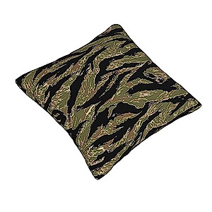 WURTON Tiger Stripe Camo Print Throw Pillow Covers, Soft Square Cushion Case,for Sofa, Couch,Bed Chair-18 X 18 Inch