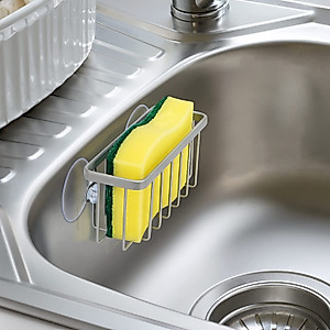 Sponge Holder for Kitchen Sink, Kitchen Sink Sponge Holder, Kitchen Sink Caddy,Dish Sponge Holder by HLOOL (Silver）