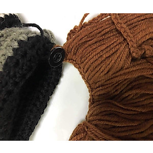 Flyou Wig Beard Hats Handmade Knit Warm Winter Caps Ski Funny Mask Beanie for Men Women (CNJ-Coffee)