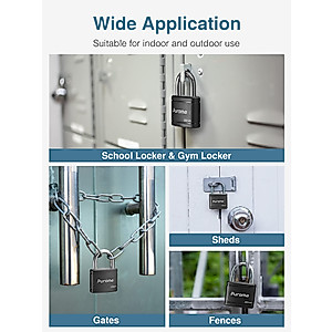 Puroma 2 Pack Keyed Padlock with 3 Keys, 1.1 Inch Locker Lock 40mm Heavy-Duty Locks for Gate Fence Hasp Cabinet Toolbox School Gym Locker (Black)