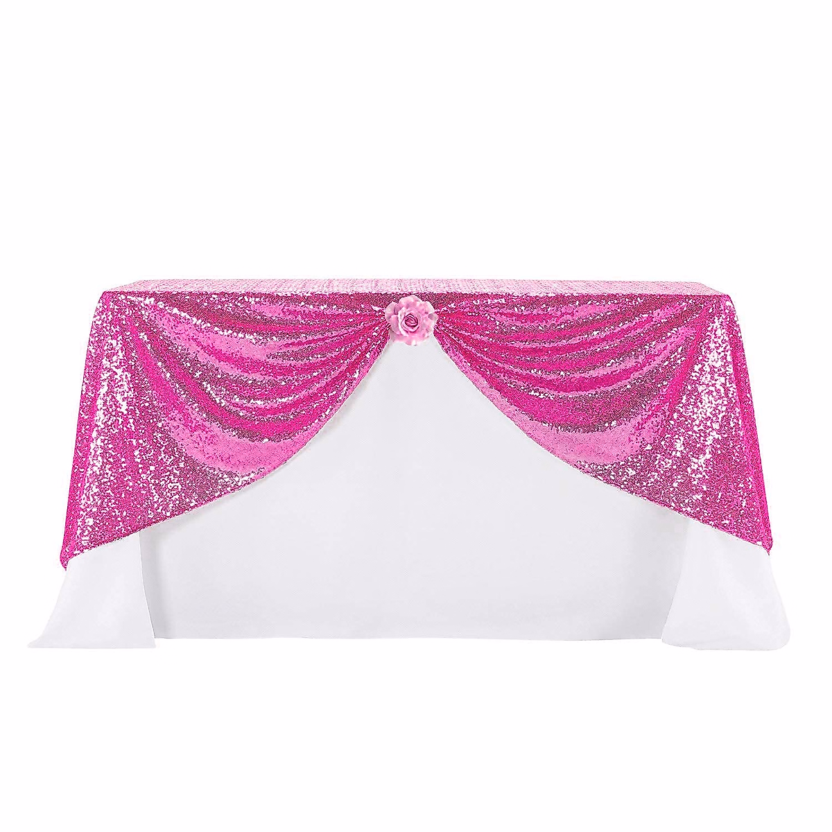 JYFLZQ Fuchsia Sequin Tablecloth 50" x 50" Small Square Sparkly Drape Table Cloths Table Cover Overlay for Wedding Birthday Party Baby Bridal Shower