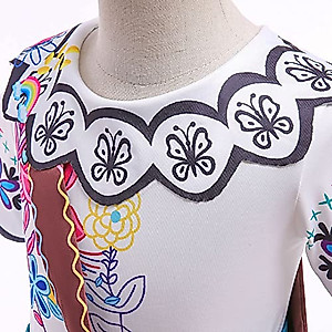 PashaLs Mirabel Dress for Girls, Mirabel Costume Dress Up for Girls, Halloween Cosplay Outfits with Glasses and Clip Earrings