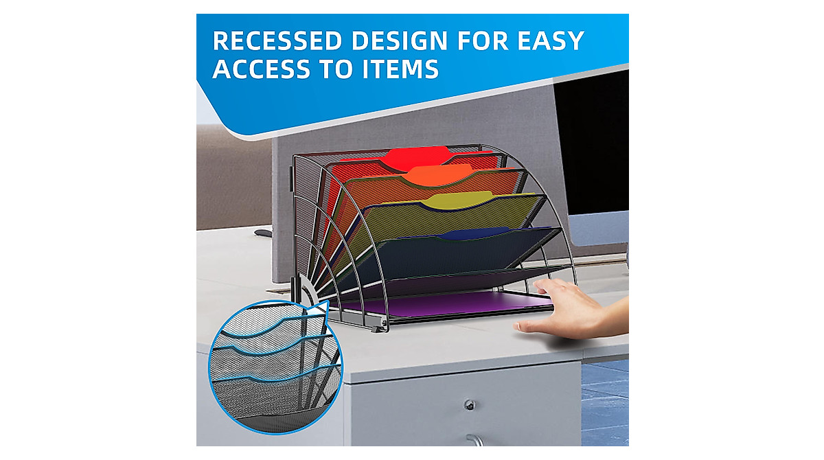 SUPEASY 6-Compartment Fan Desk File Organizer | Get Organized