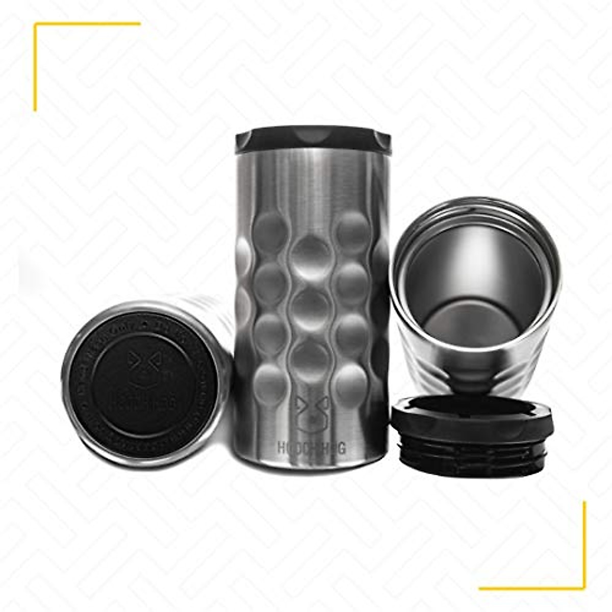 Hooch|Hog Slim Can Cooler Stainless Steel for 12 oz. Skinny Cans | 3x Insulated Beer Can Holder for Michelob Ultra, White Claw, Truly & Redbull (Blush Glitter)