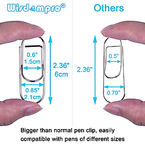 Wisdompro Pen Clip, 12 Pack Stainless Steel Pen Clip Holder for Notebook, Books, Journal, Clipboard, Paper, etc. - Fits Almost Any Pen Size (Silver)