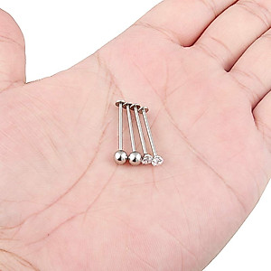 Cisyozi 16G Cheek Tongue Rings Piercing Jewelry Surgical Stainless Steel Clear Silver Flat Back Long Ashley Lip Labret Medusa Dimple Tongue Rings Barbells Bar Piercing Jewelry Women Men 3/4Inch 19mm