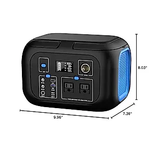 Portable Power Station 600W Power Bank 296Wh Solar Generator Lithium Battery Portable Generator Fast Charging with LED Light Battery Pack 9 Outputs Power Supply for Home Camping Emergency Backup