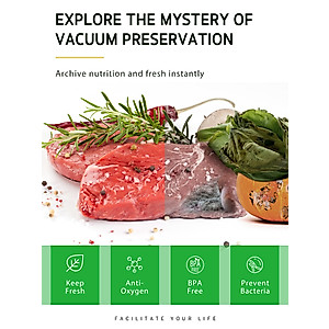 Syntus Vacuum Sealer Bags, 6 Pack 3 Rolls 11" x 20' and 3 Rolls 8" x 20' Commercial Grade Bag Rolls, Food Vac Bags for Storage, Meal Prep or Sous Vide