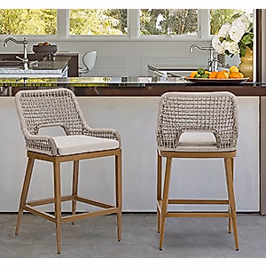 US Furnishing Indoor & Outdoor Weatherproof Bar Stools, Bar Stool 25' Counter Height Indoor & Outdoor Waterproof Hand-Crafted Stool, Gray.brown, (7890-cc)