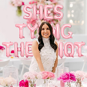 86Pcs She's Tying the Knot Bachelorette Party Decorations - Bow Garland Arch Kit She's Tying the Knot Letter Foil Balloon for Girls Bachelorette Party Bridal Shower Engagement Wedding Party Supplies