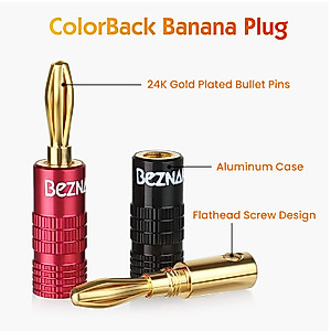 Banana Plugs with Dual Set Screws,Black and Red Aluminum Shell,12 Pairs/24 Pcs