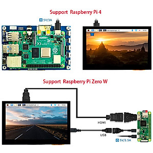 waveshare 4.3inch HDMI LCD (B) 4.3" 800x480 Touch Screen LCD Capacitive Display IPS Monitor for Raspberry Pi 4B/3B+/3B/2B/A+/Zero/Zero W/WH,Jetson Nano,PC Windows 10/8.1/8/7,BB Black, Banana Pi