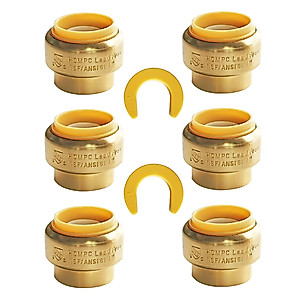 HQMPC 1" Push Fit PEX End Cap, Push-to-Connect, No lead Brass Plumbing Fittings for Copper, CPVC 6Pcs Disconnect Clip Included