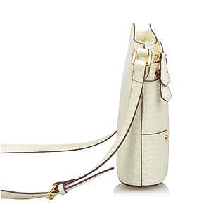 Ainifeel Women's Patent Leather Triple Zip Pocket Crossbody Bag Genuine leather shoulder bags (Medium, Off white)