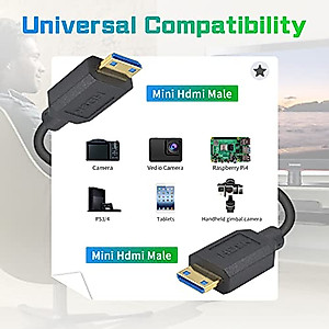 Dutttek 8K Mini HDMI to Mini HDMI Coiled Cable, 48Gbps Mini HDMI 2.1 Cable, Extreme Slim/Thin Mini hdmi Male to Male Coiled Cable, for TV Box or Disk Player 1.2M
