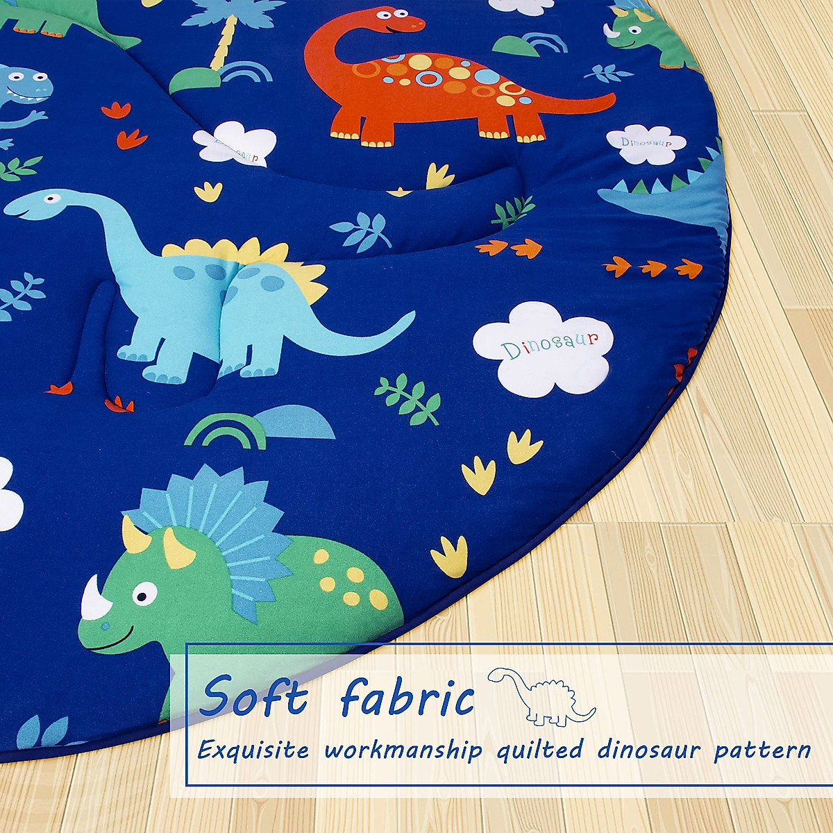 UOMNY Baby Rug Dinosaur Infant Floor Playmat Tummy Time Mat Area Rug Non Slip Baby Round Play Pad Crawling Mat Game Blanket for Children Toddlers Bedroom 47 inch