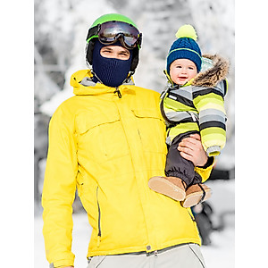 4 Pack 1-Hole Knitted Full Face Cover Winter Balaclava Ski Mask Thermal Face Cover for Men Women Outdoor Winter Sports (Black, White, Navy Blue, Gray)